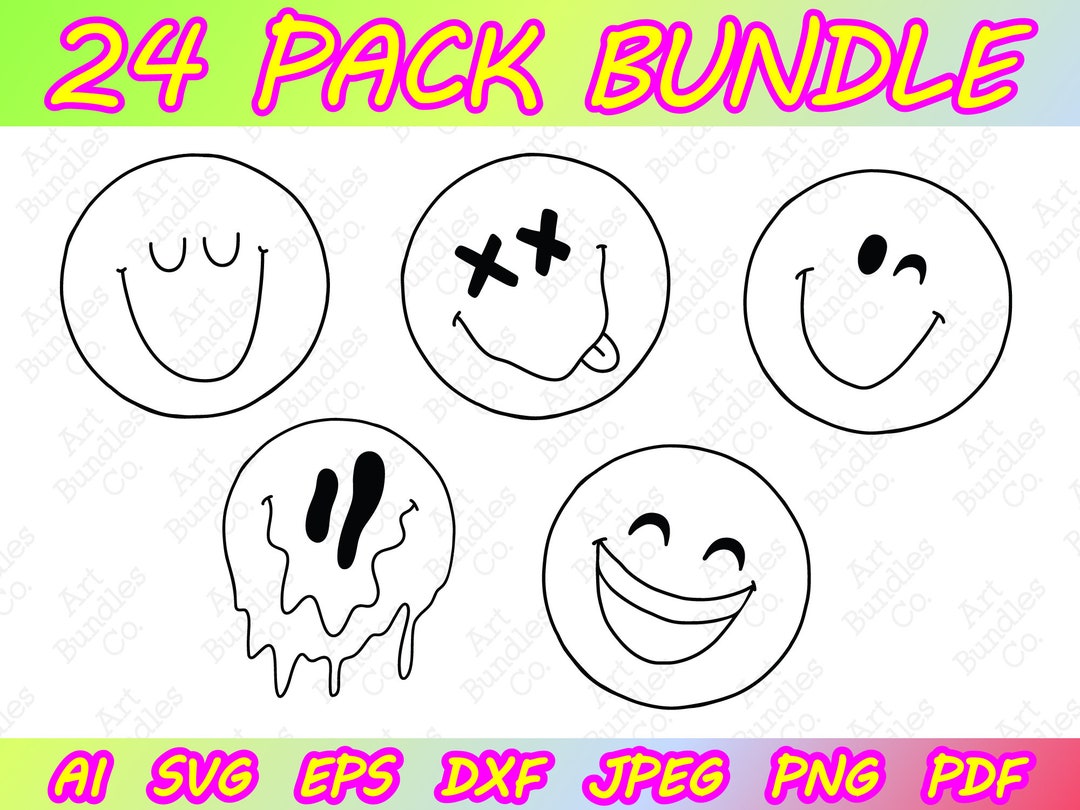 Smiley Face SVG Bundle, Happy Face bundle, smile cut files, Smiley face ...