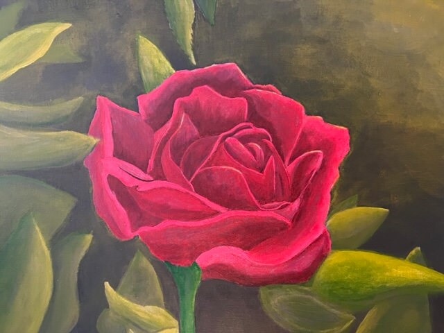 Red Rose Acrylic Painting