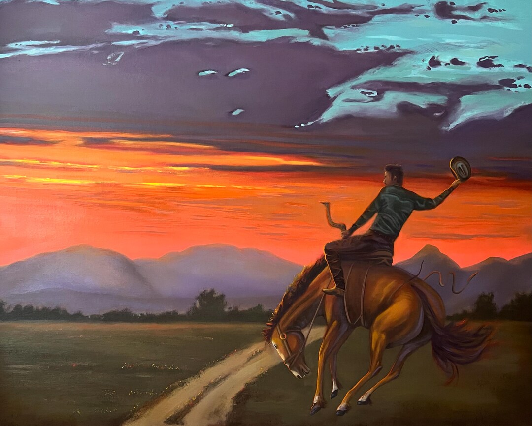 Cowboy Road Oil Painting by Luke Smith - Etsy