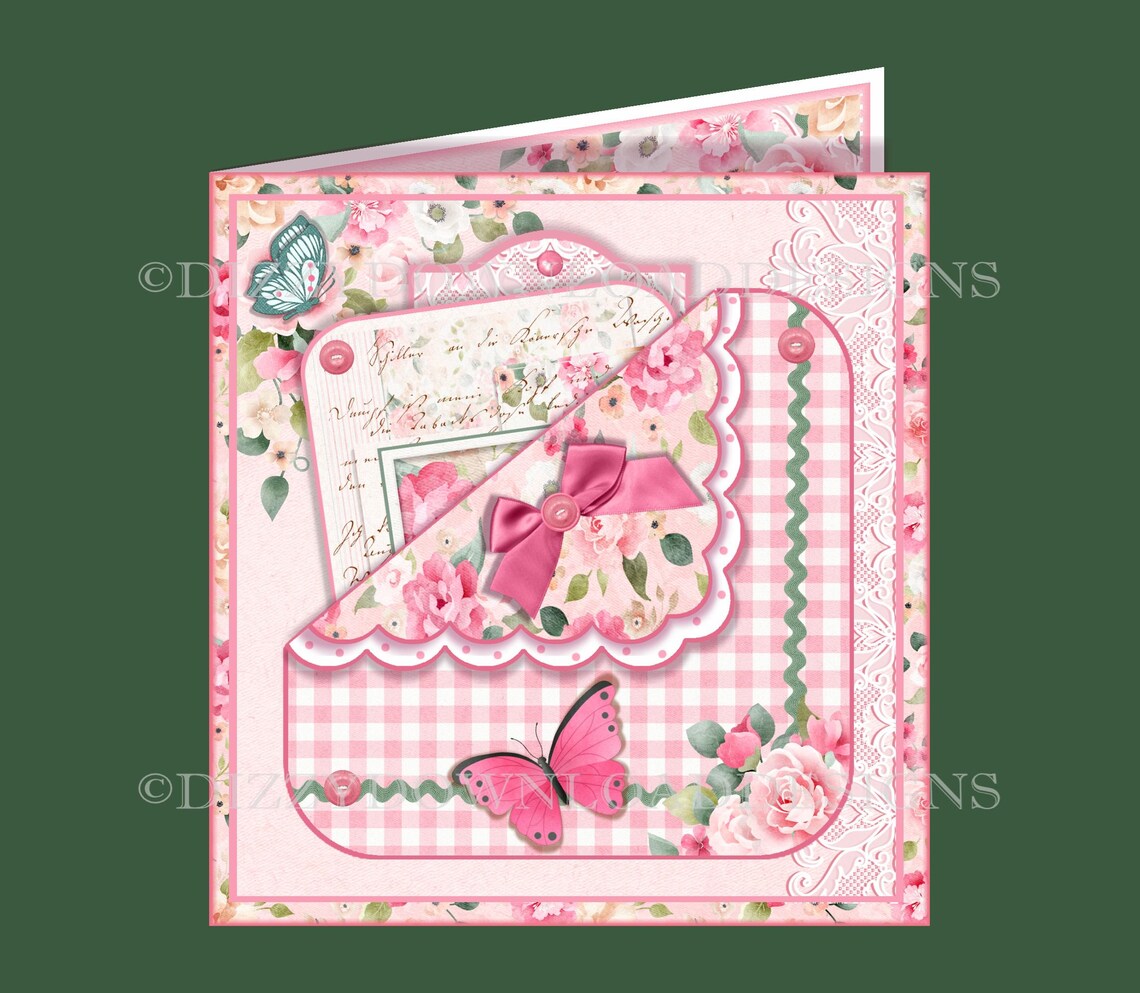 Butterflies & Lace Printable Pocket Card Inserts Decoupage Mini Cards ...