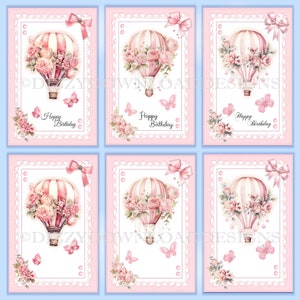 Hot Air Balloon Printable Card Toppers Suitable for 7x5 and 6x4 Inch ...