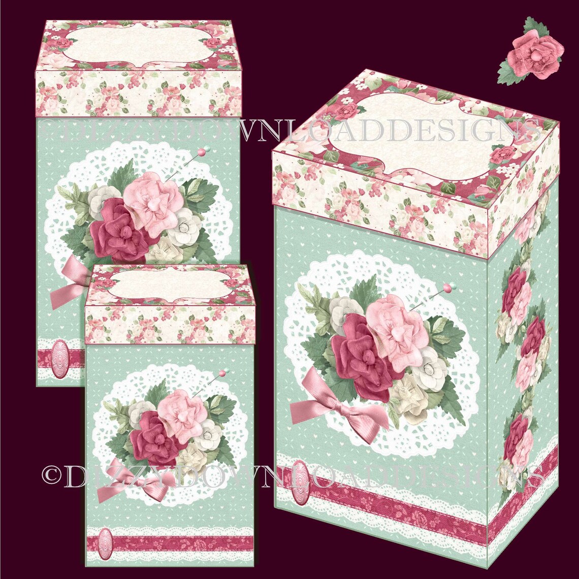 Flowers and Lace Gift Boxes A Pretty Set in Three Sizes These - Etsy