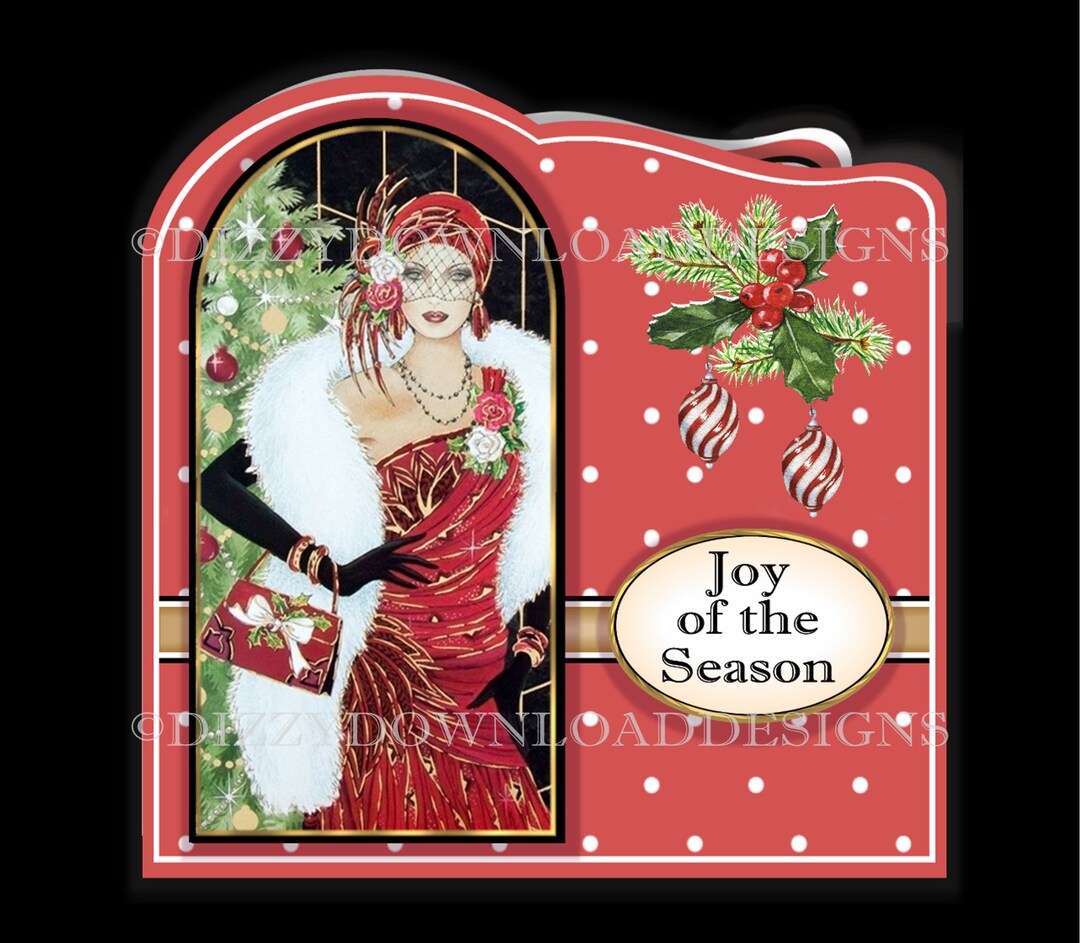 Art Deco Ladies Christmas Cards Downloadable Kit Digital Download ...
