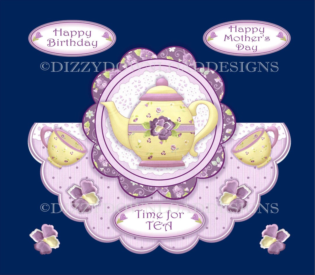 Time for Tea Downloadable Card Kit Decoupage Digital Download INSTANT ...