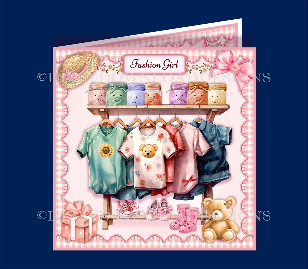 Birthday Girls Wardrobe Digital Card Sentiment Tiles Inserts Decoupage ...