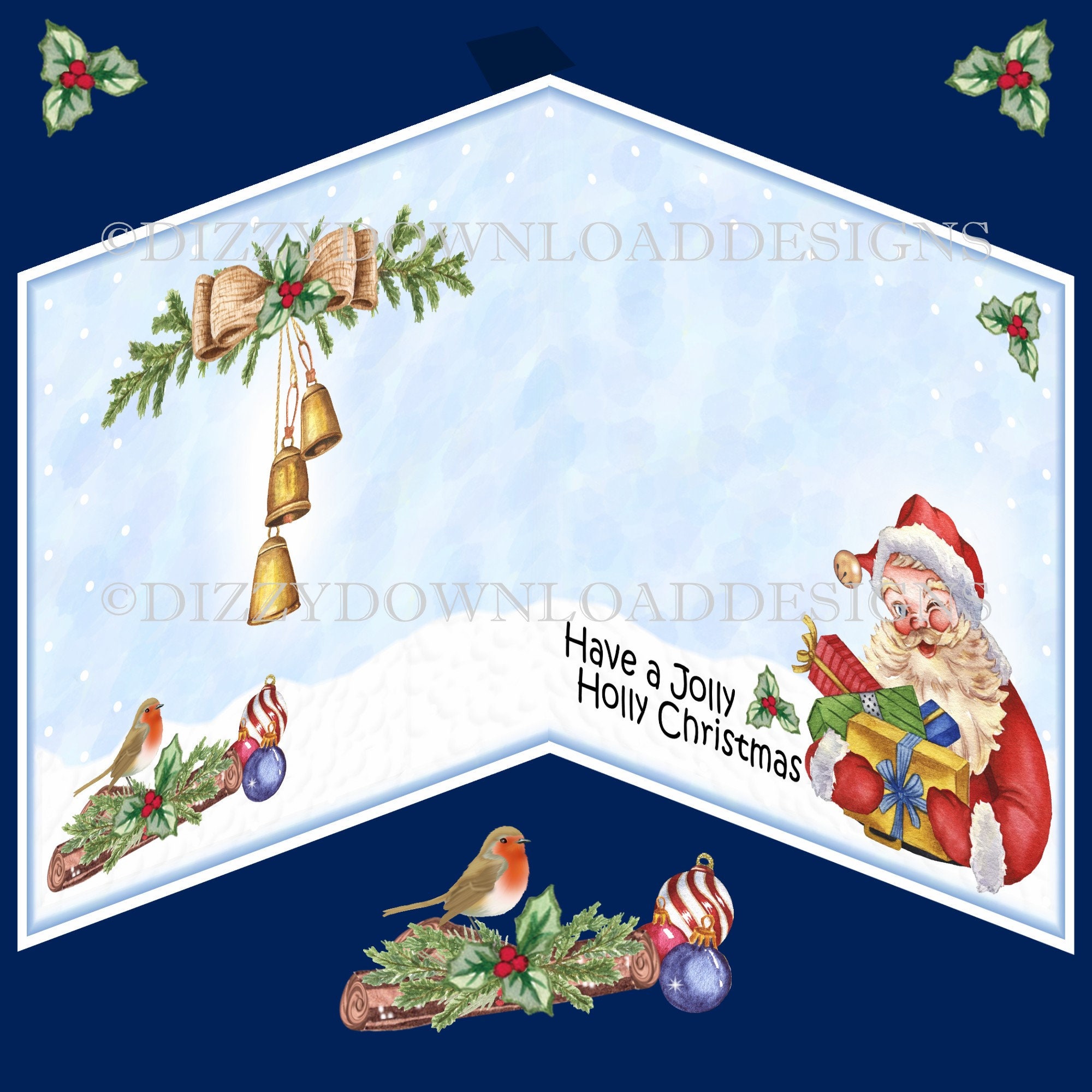 Santa Jingle Bells Downloadable Christmas Card Kit With FREEBIE Gift ...