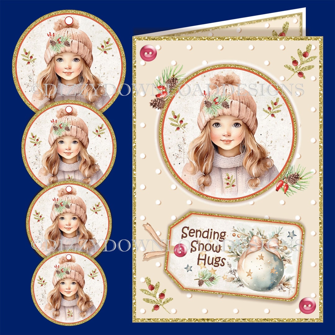 Winter Girl Printable Topper Card Inserts Layers Envy Gift Tags INSTANT ...