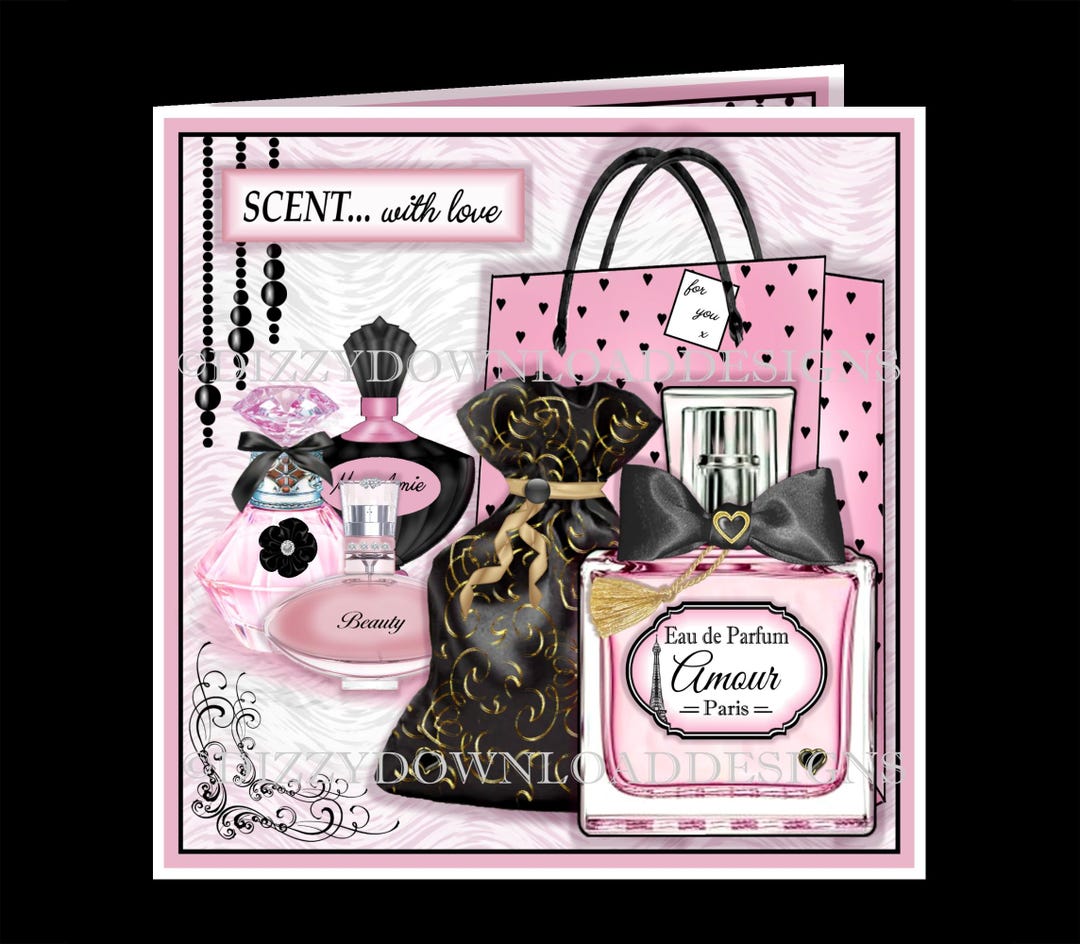 Scent With Love Card Front With Inserts and Decoupage Downloadable Card ...