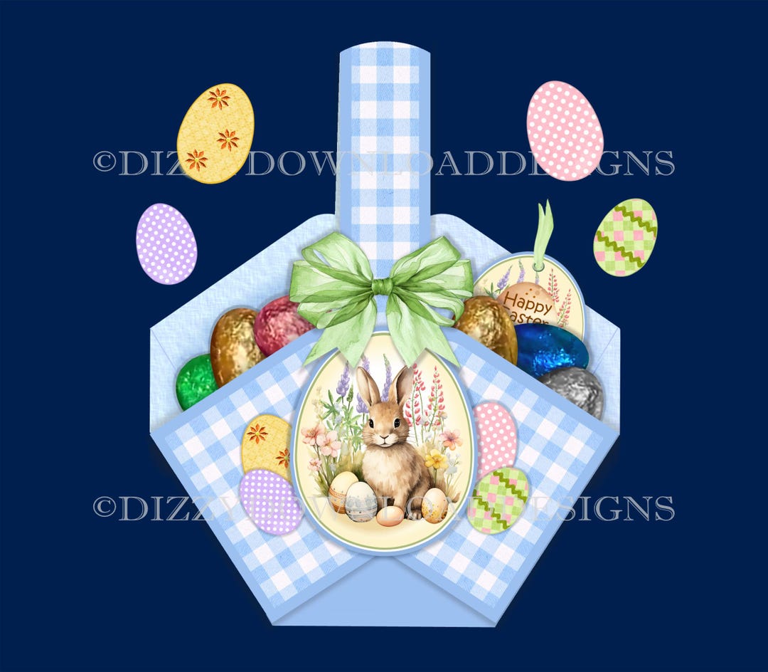 Easter Printable Gift Basket With Decoupage Bows Gift Tag & Backing ...