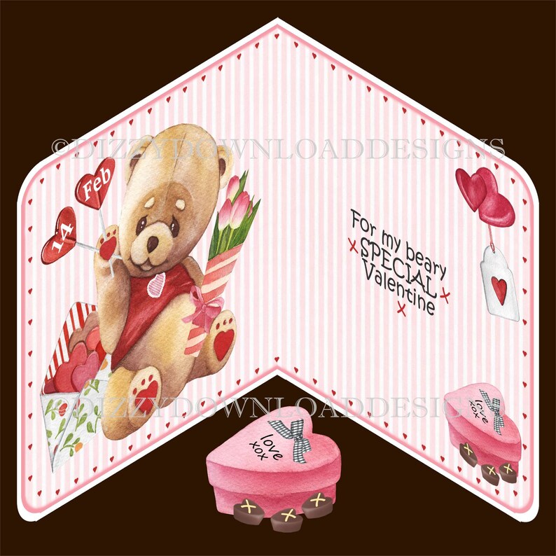 My Beary Special Valentine Card and Gift Bag Downloadable Kit Digital ...