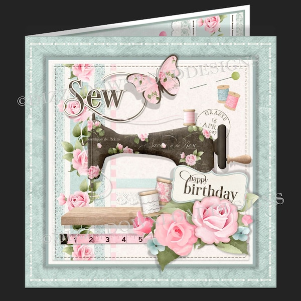 Sewing Birthday Card - Etsy