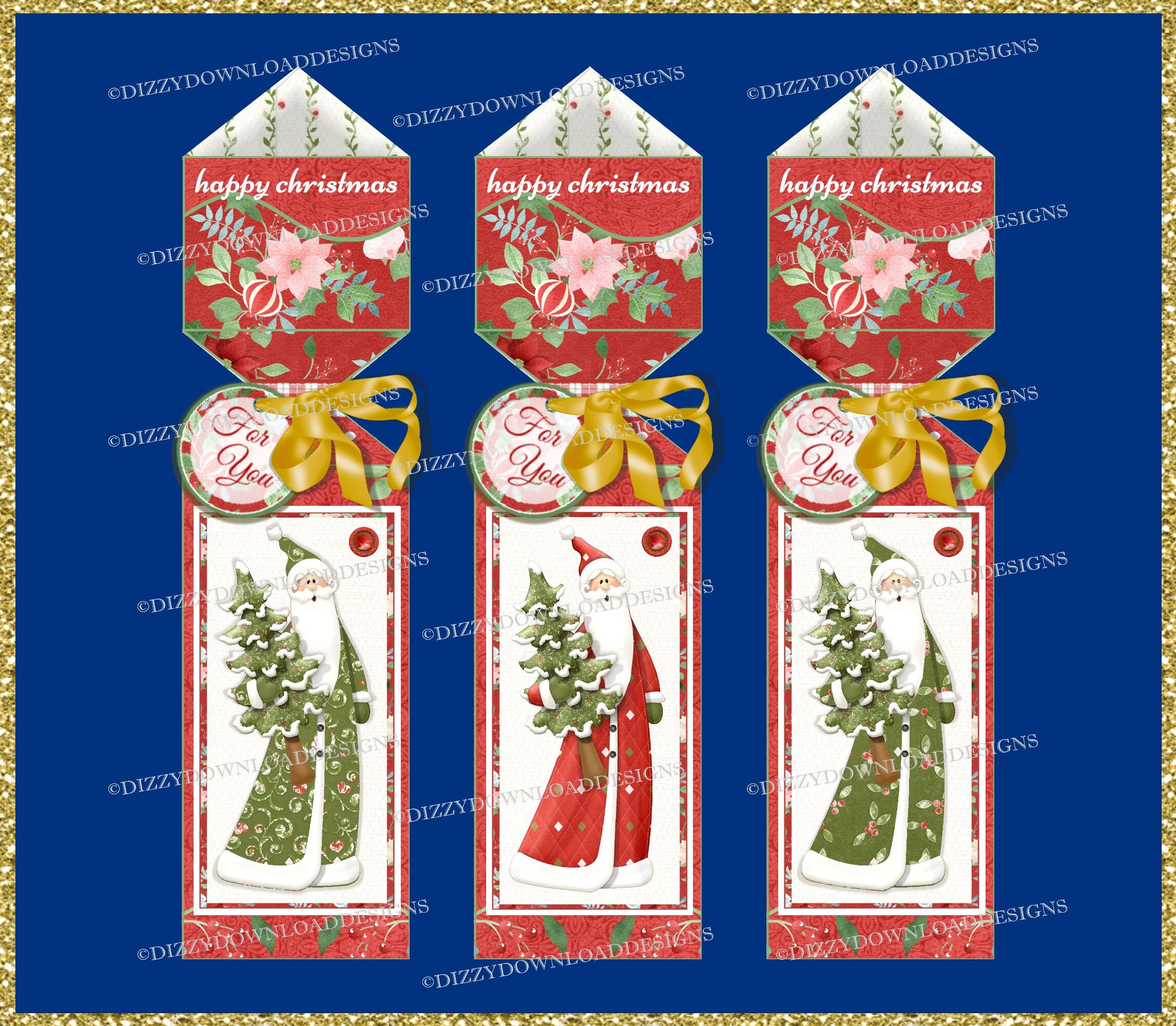 A Trio of Santas Printable Triangular Cracker Top Boxes With Tags ...