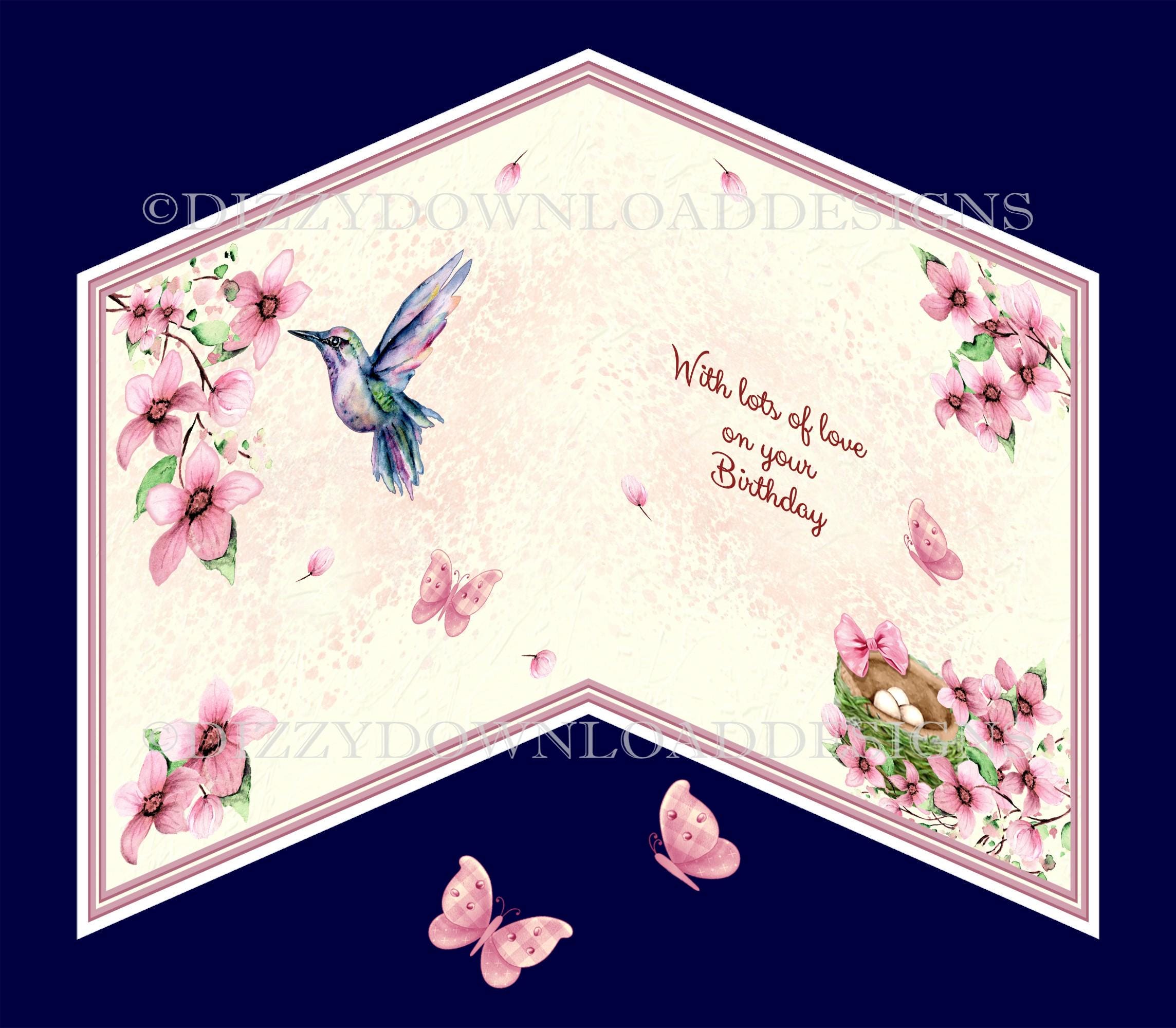 Humming Bird & Blossom Printable Card Inserts Decoupage Envy INSTANT ...