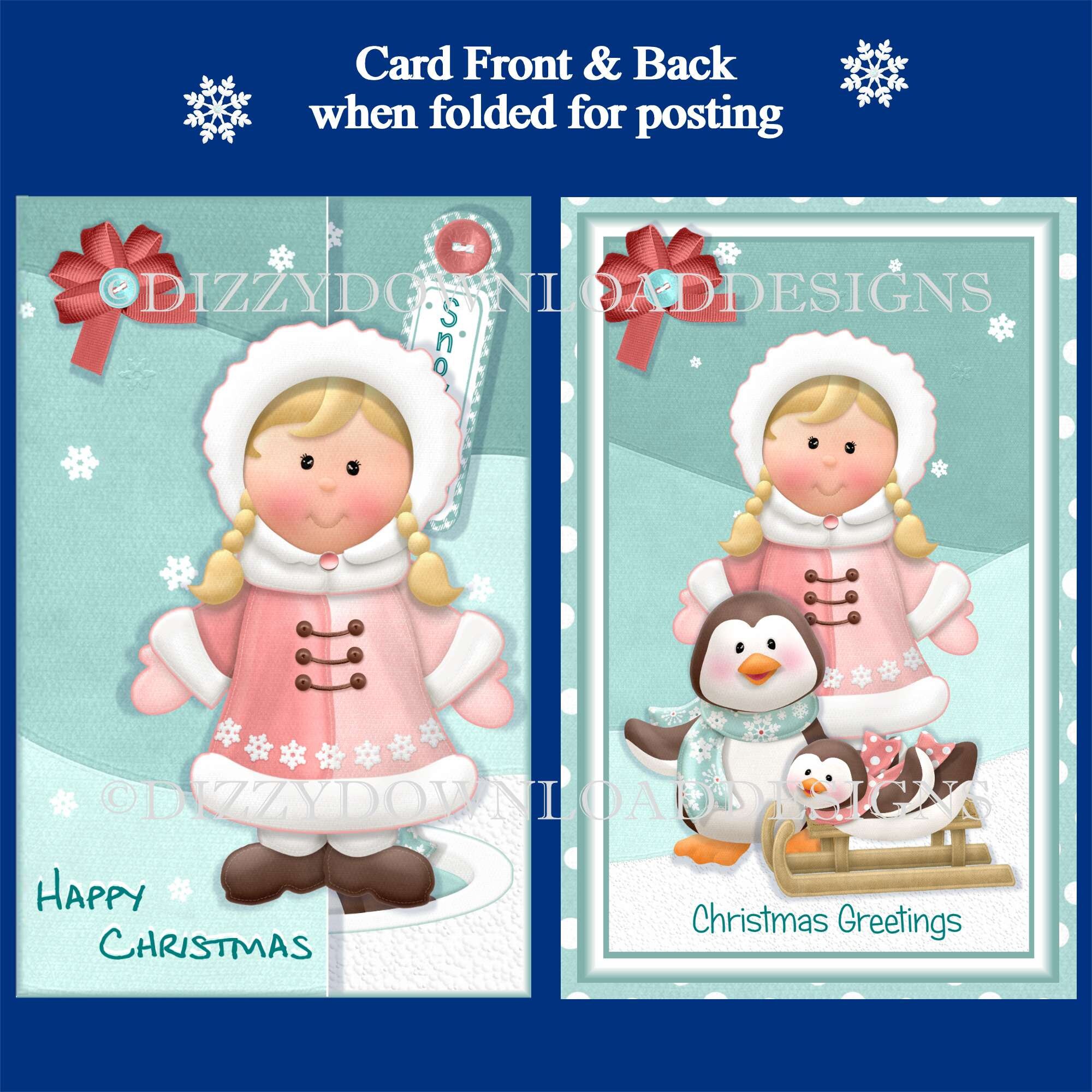 Eskimo Girl and Friends Downloadable Card Kit Decoupaged Fold - Etsy