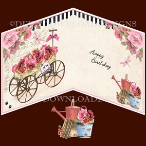 Rustic Flower Cart Downloadable Card With Inserts Decoupage Envy All ...