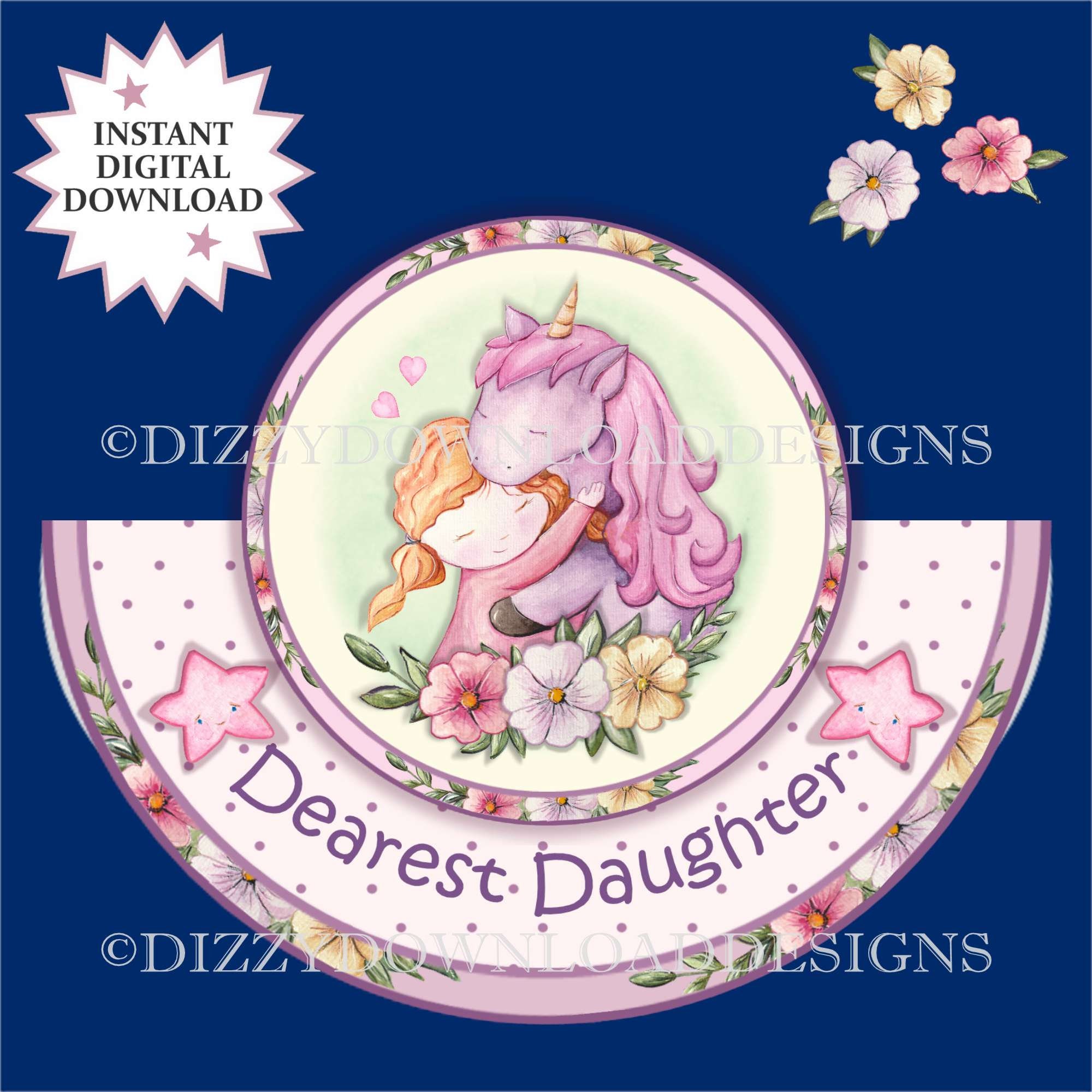 Hugging A Unicorn Rocker Card Downloadable Card Kit Digital - Etsy