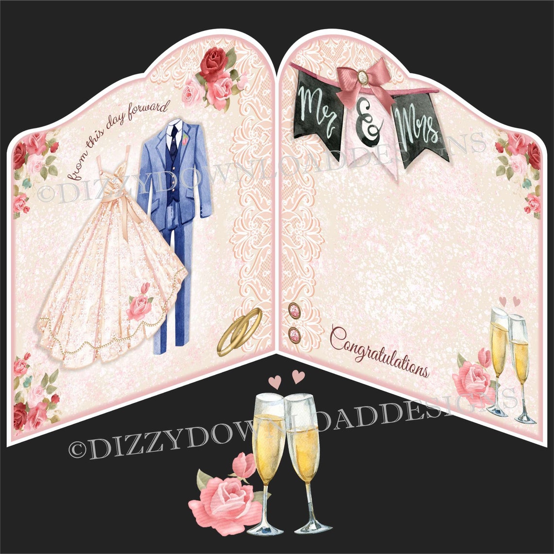 Mr and Mrs Printable Wedding Card Inserts Plaques Decoupage Envy ...
