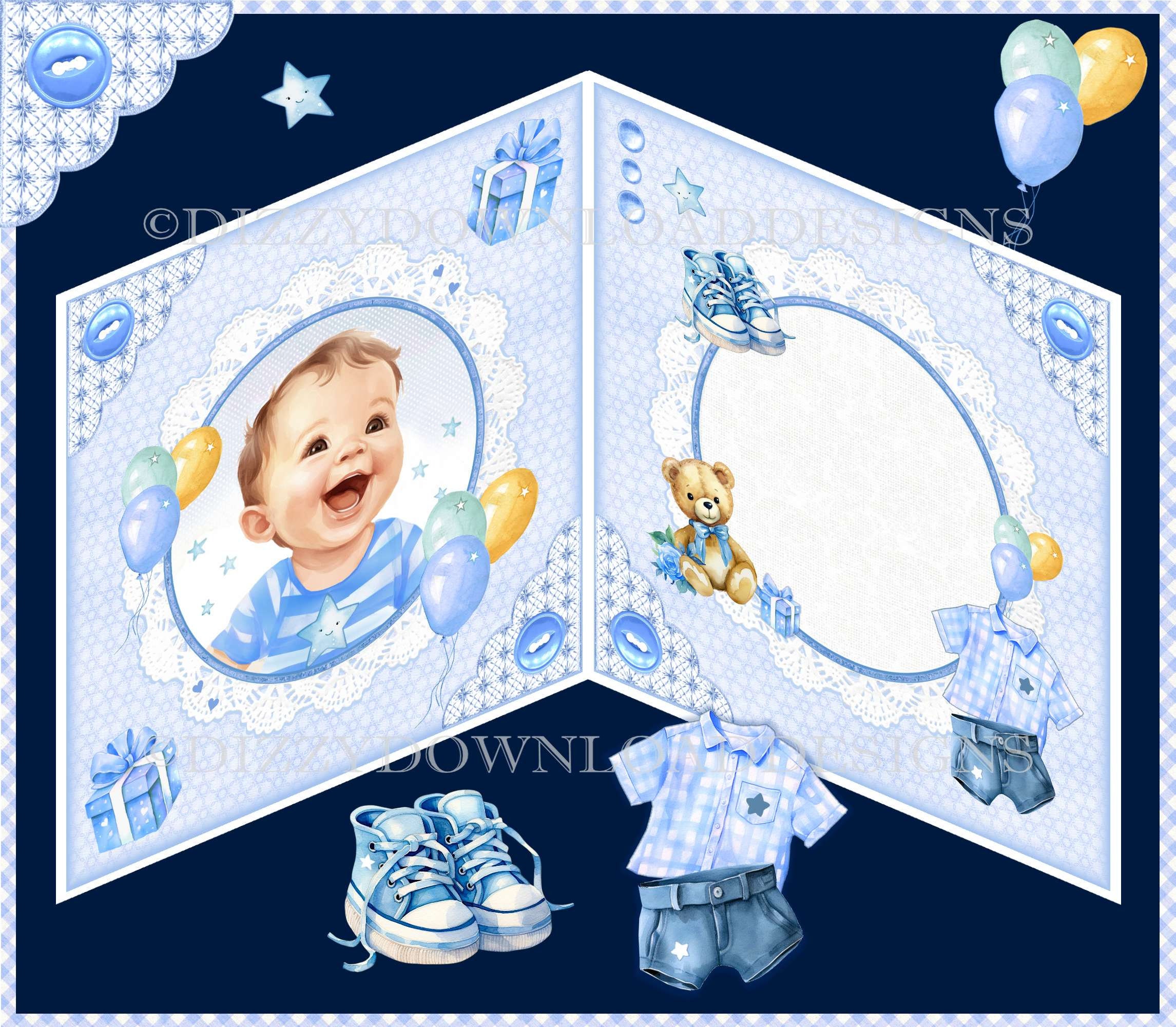 Cute Little Birthday Boy Downloadable Card Front With Inserts Decoupage ...