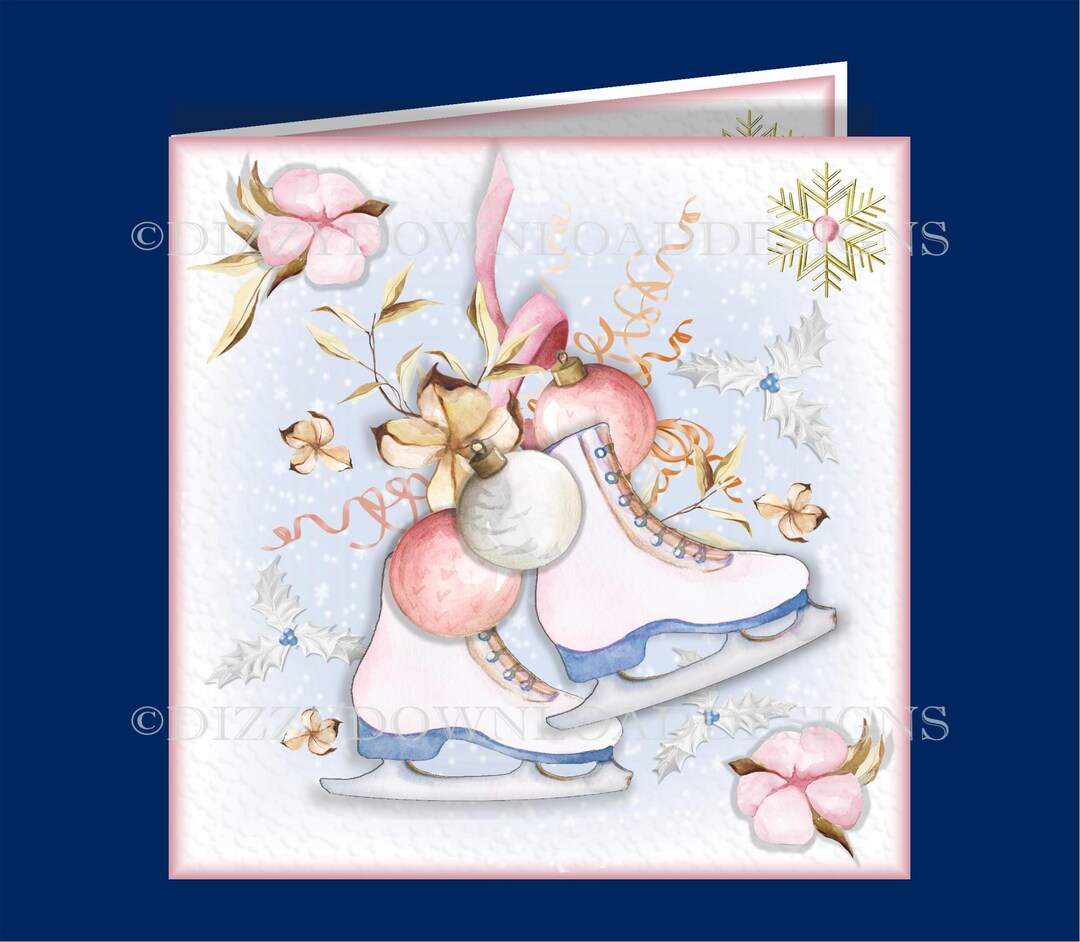 Christmas Skates & Baubles Printable Card Inserts Decoupage Envy Tag ...