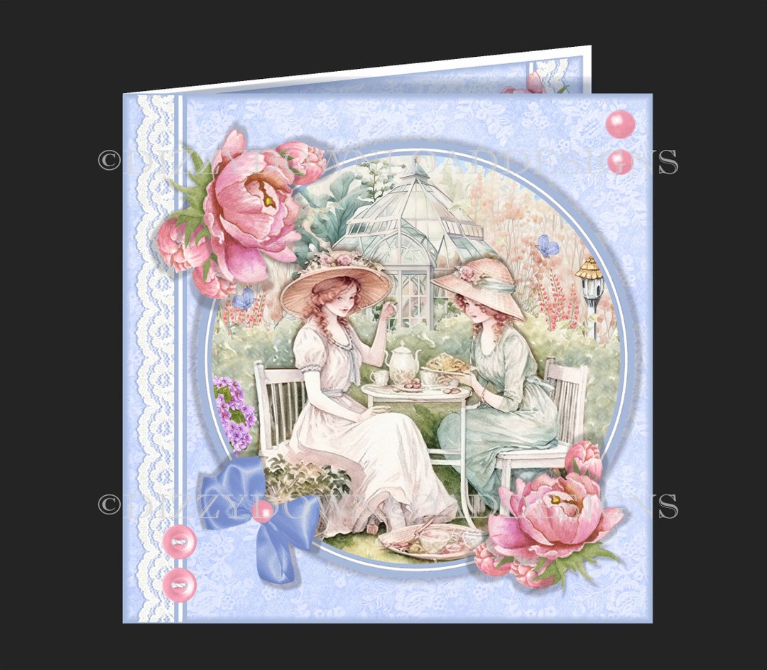 Tea in the Garden Printable Vintage Style Card Inserts Decoupage Envy ...