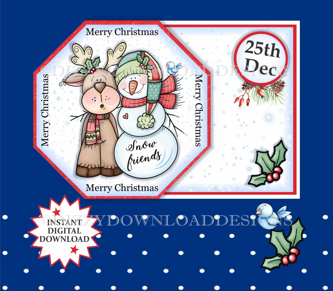 Snow Friends Tag Shape Card Downloadable Card Kit Digital Download ...