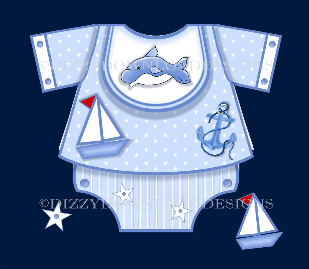 My Nautical Playsuit Printable Boy Card Inserts Decoupage Envy INSTANT ...