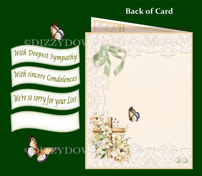 Floral Cross Printable Sympathy Card Inserts Decoupage Envy INSTANT ...