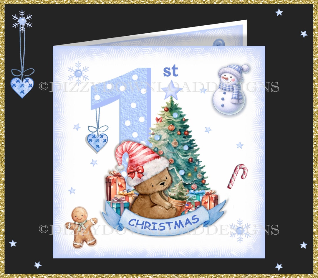 My 1st Christmas Downloadable Card Kit for a Baby Boy Digital Download ...