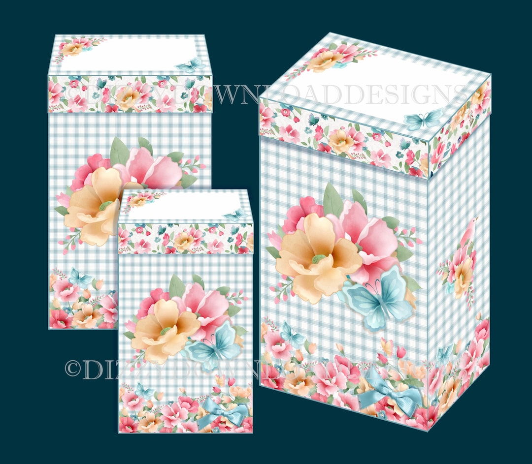 Blooms and Butterflies A Pretty Set of Downloadable Gift Boxes in 3 ...