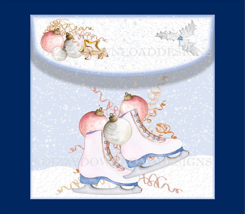 Christmas Skates & Baubles Printable Card Inserts Decoupage Envy Tag ...