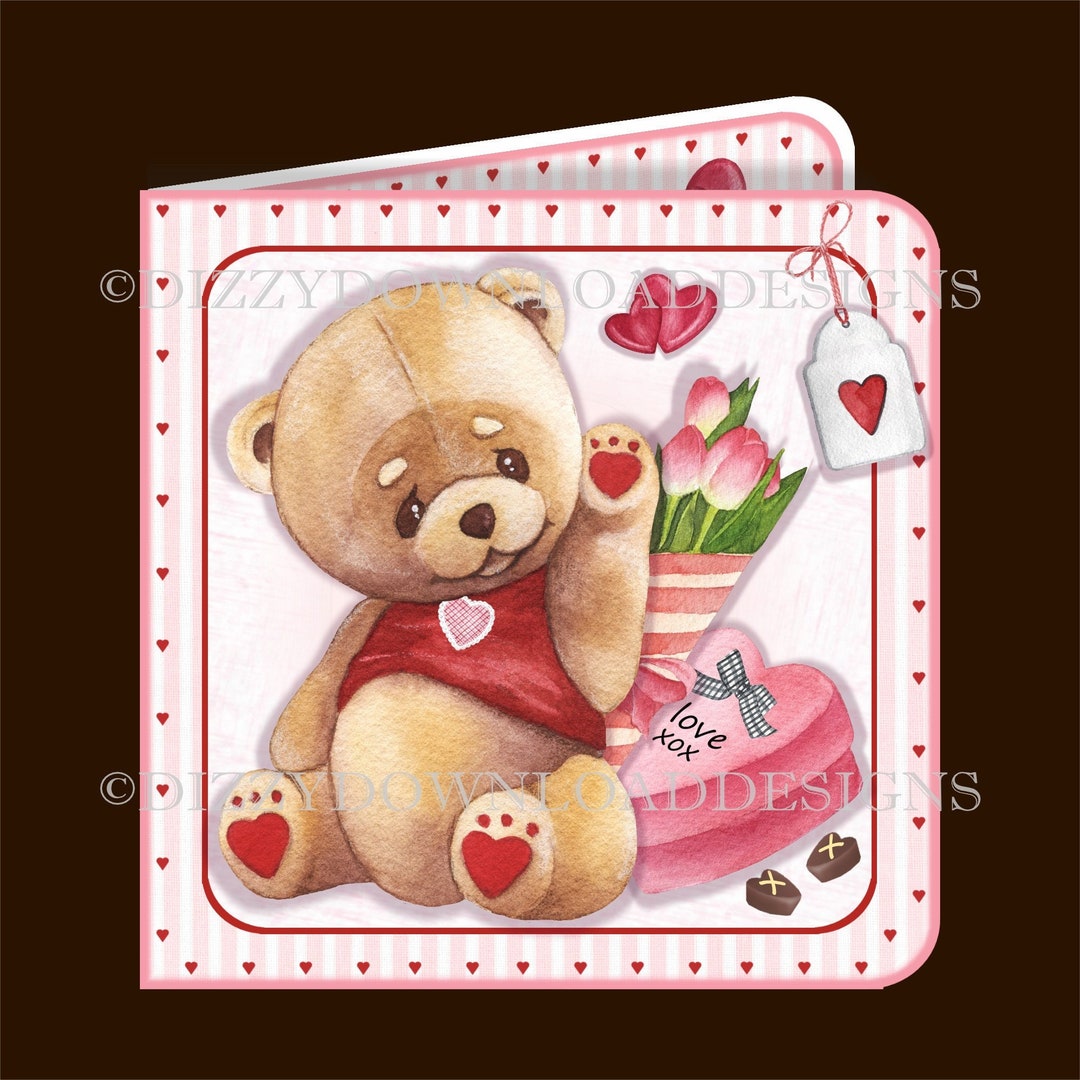 My Beary Special Valentine Card and Gift Bag Downloadable Kit Digital ...