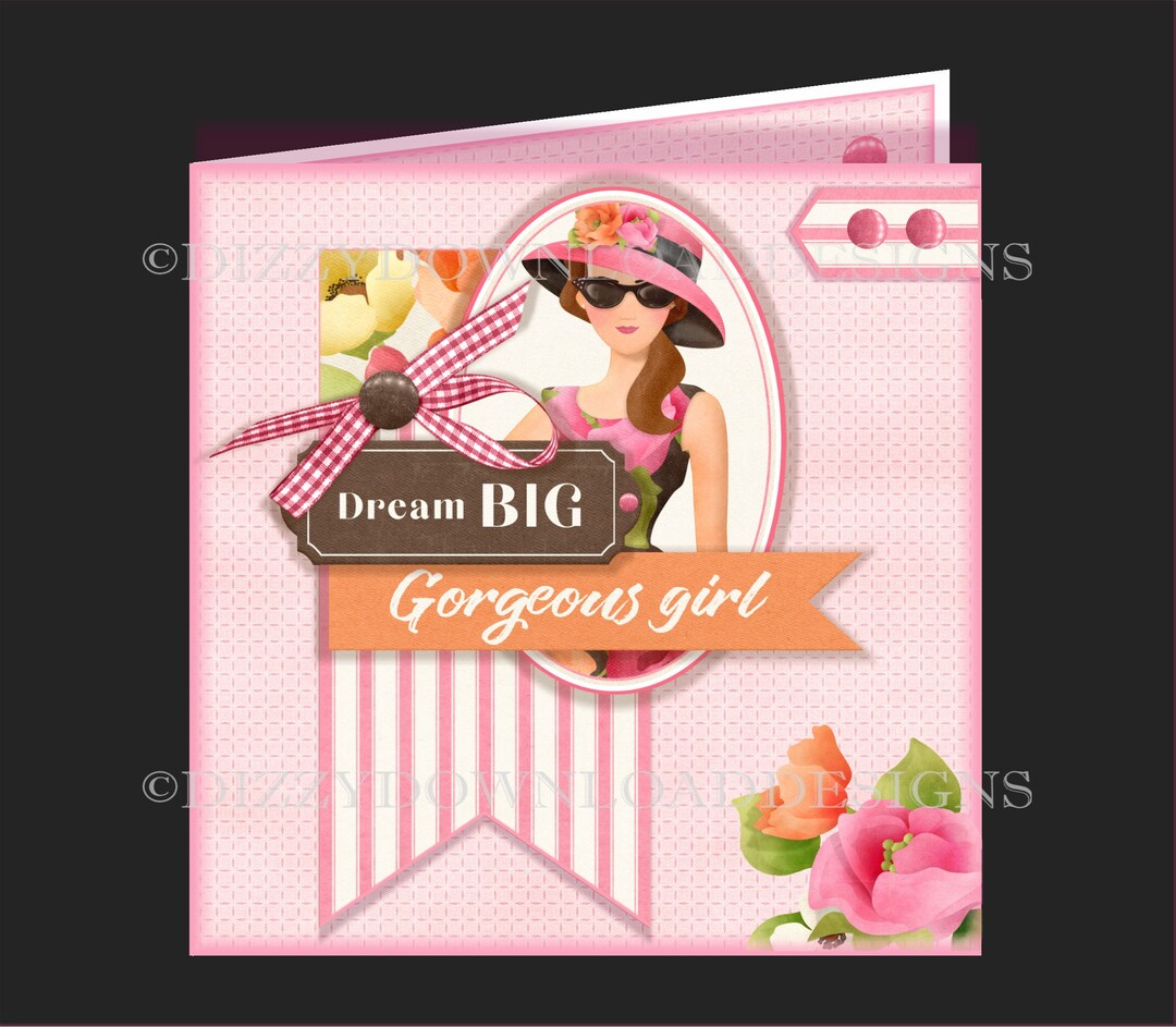 Gorgeous Girl Downloadable Female Card With Various Inserts Decoupage ...