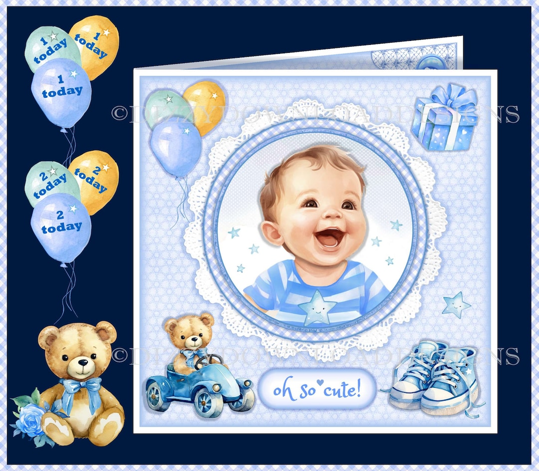 Cute Little Birthday Boy Downloadable Card Front With Inserts Decoupage ...