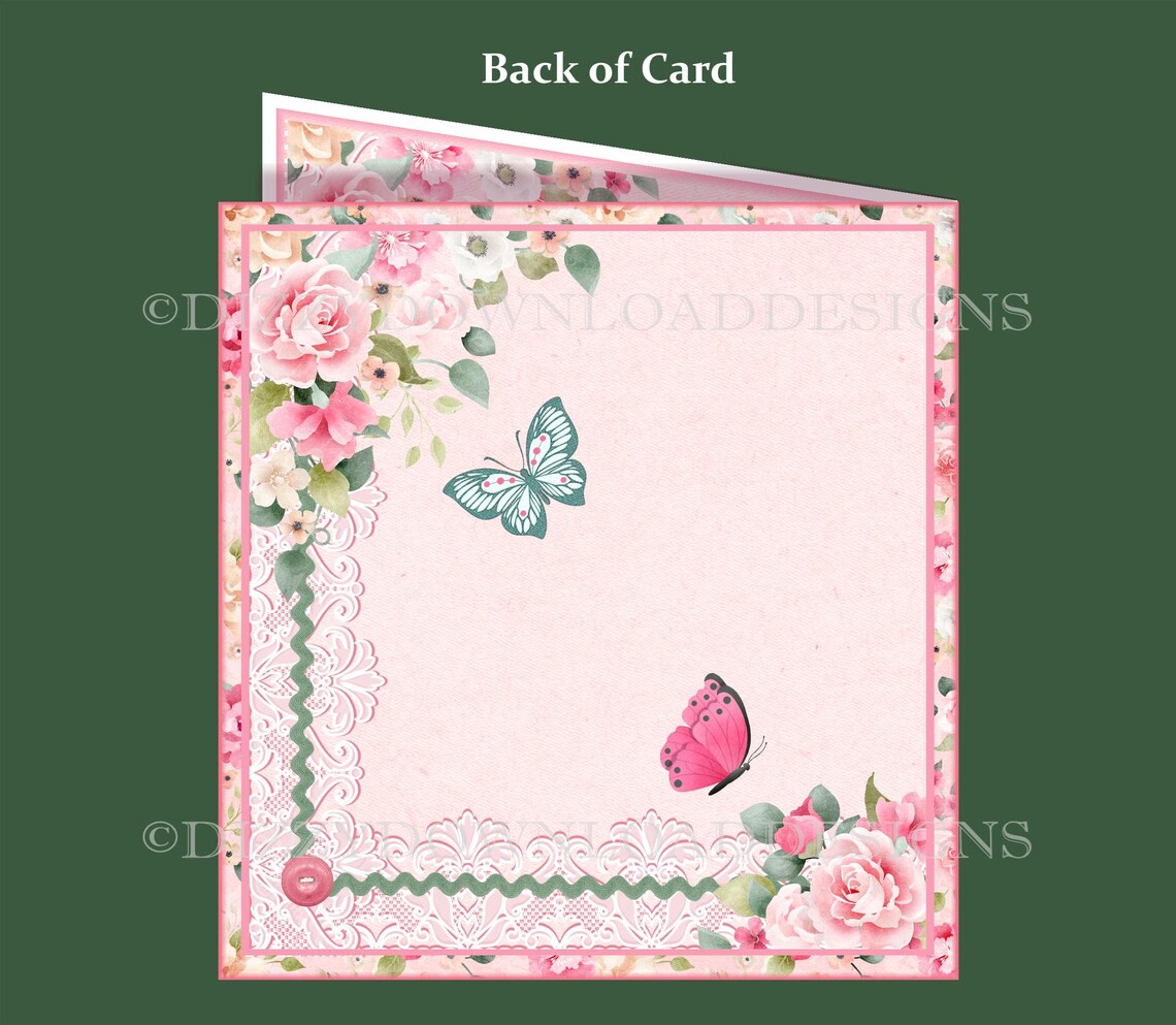 Butterflies & Lace Printable Pocket Card Inserts Decoupage Mini Cards ...