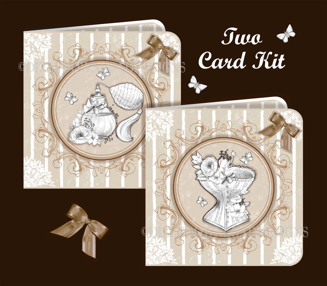 Vintage Corset & Perfume Digital Cards Each With Inserts Decoupage Envy ...