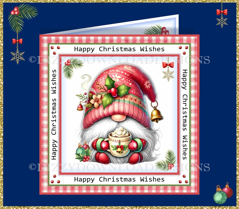 Christmas Gnomes Cocoa Set of 3 Printable Cards With Inserts Layers ...