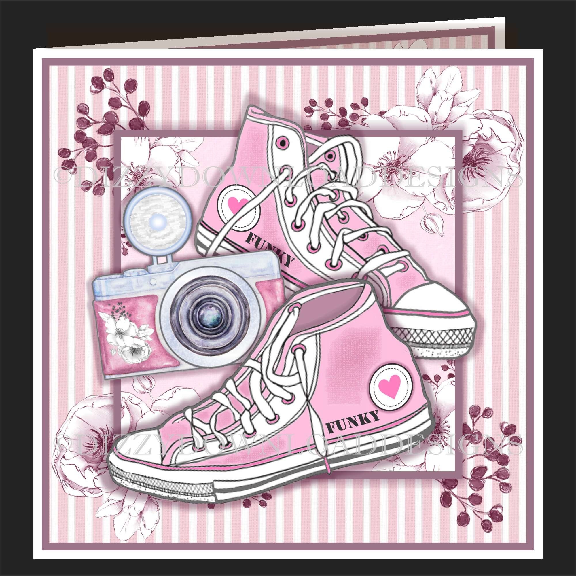 Funky Sneakers Downloadable Card Front With Inserts Decoupage Digital ...