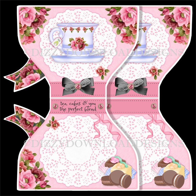 Tea-riffic Teapot Shape Printable Card Various Inserts Decoupage Envy ...