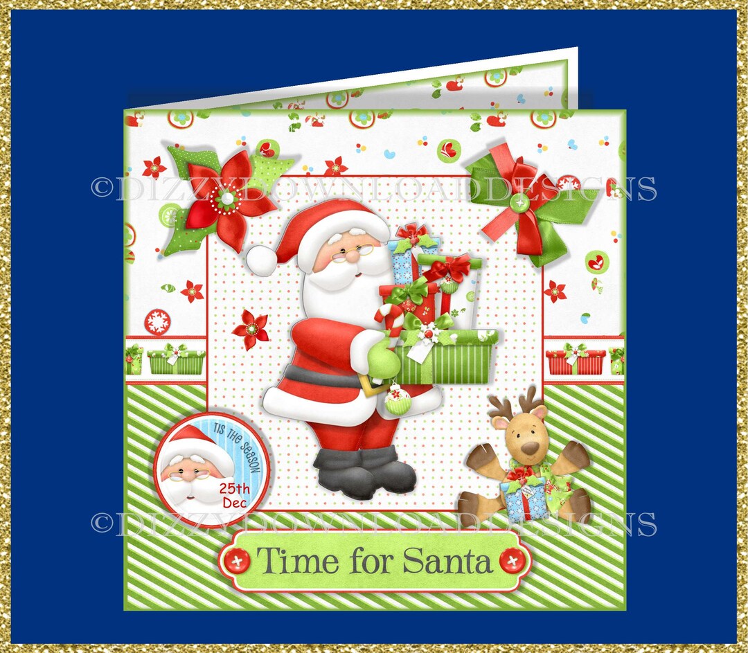Time for Santa Printable Card Inserts Decoupage Envy INSTANT DOWNLOAD ...