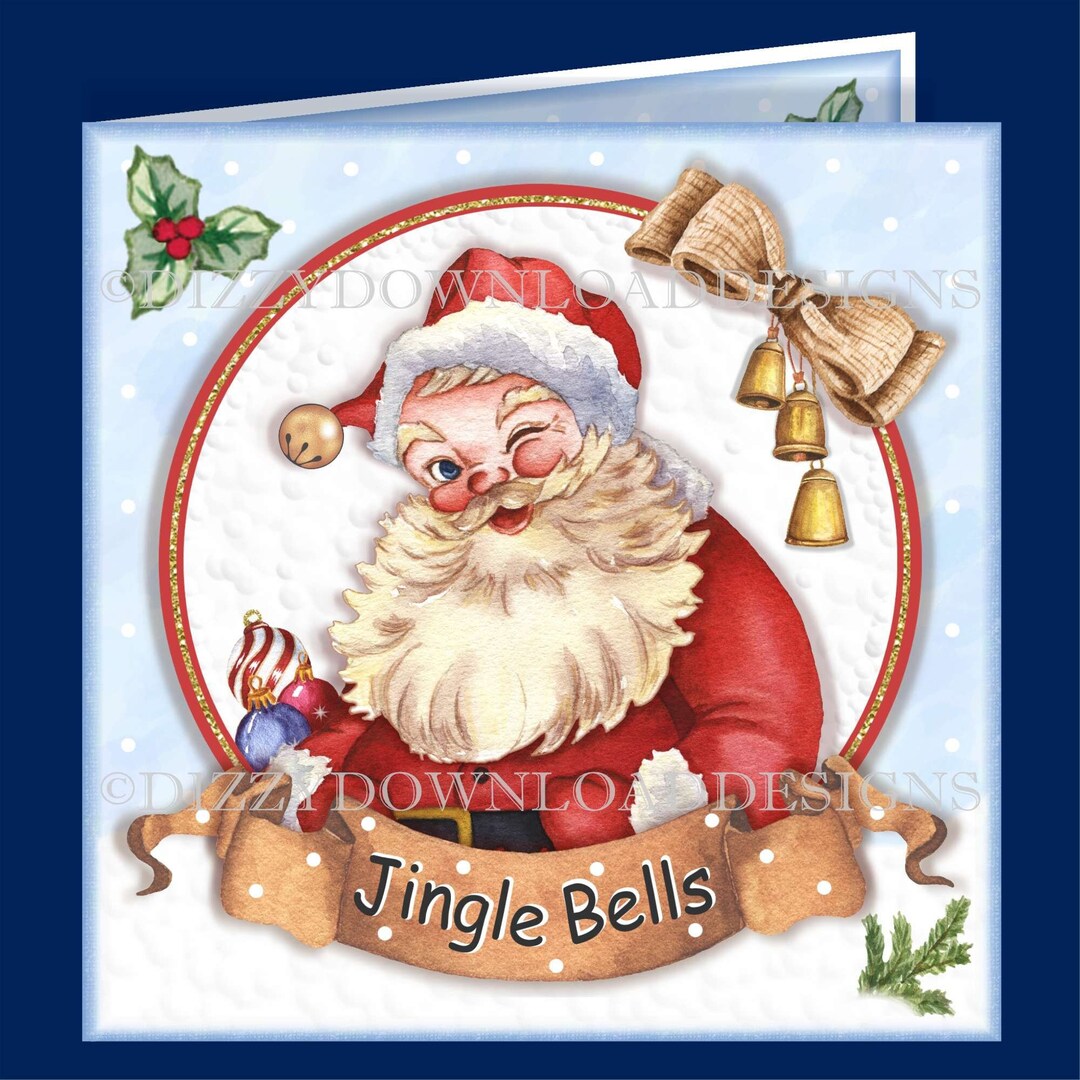 Santa Jingle Bells Downloadable Christmas Card Kit With FREEBIE Gift ...