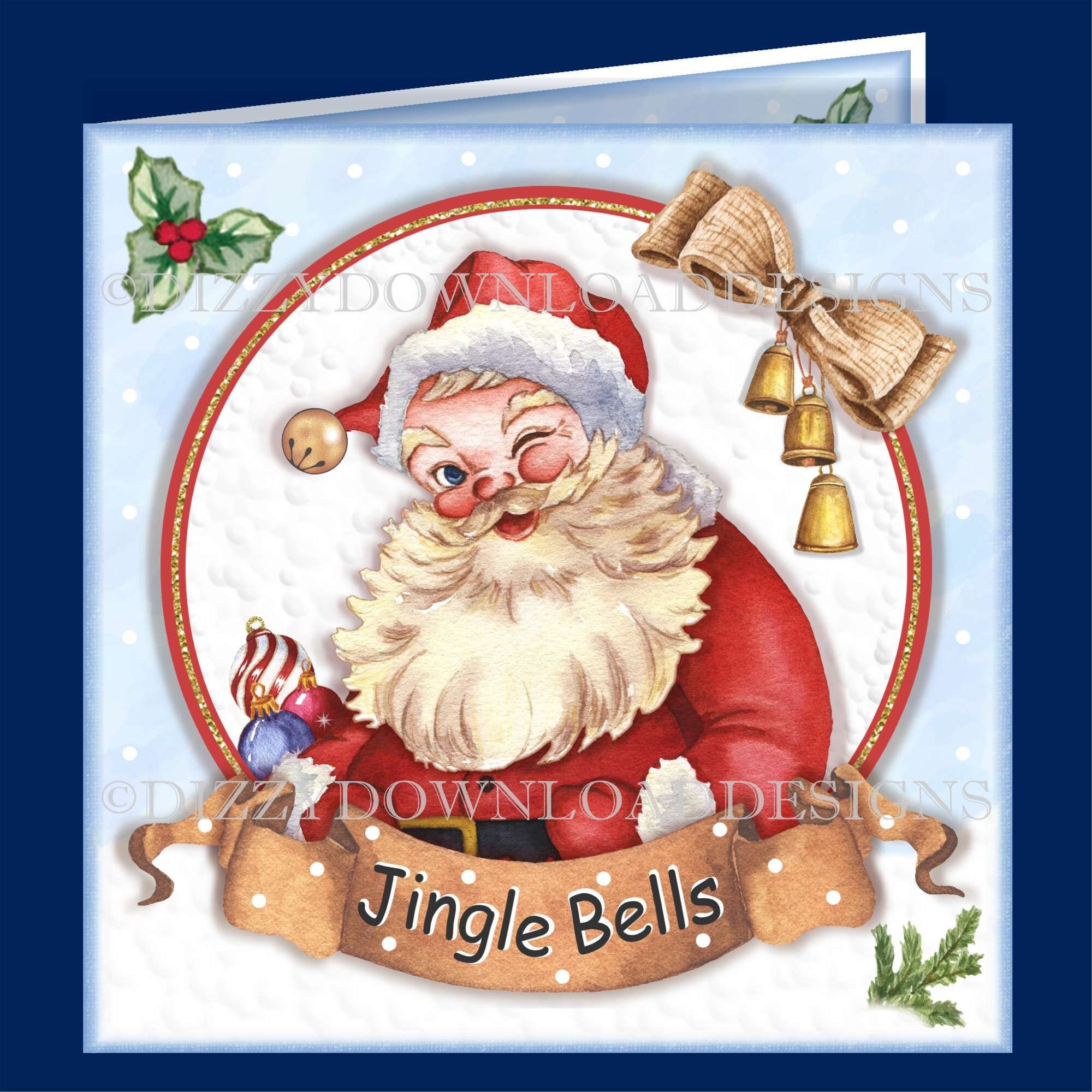 Santa Jingle Bells Downloadable Christmas Card Kit With FREEBIE Gift ...