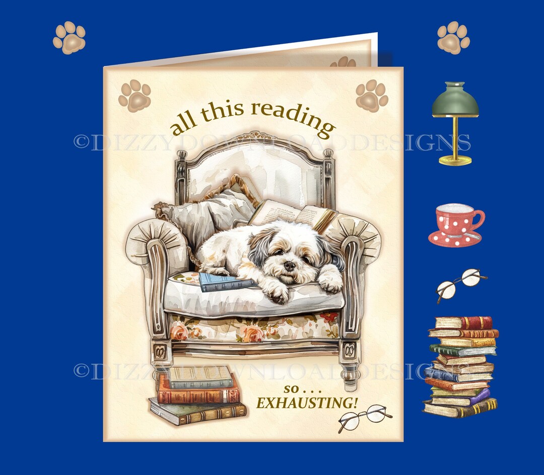 Reading is so Exhausting Downloadable Card With Decoupage Inserts Envy ...
