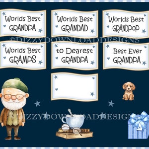 Worlds Best Grandpa Downloadable Birthday Card With Decoupage Inserts ...