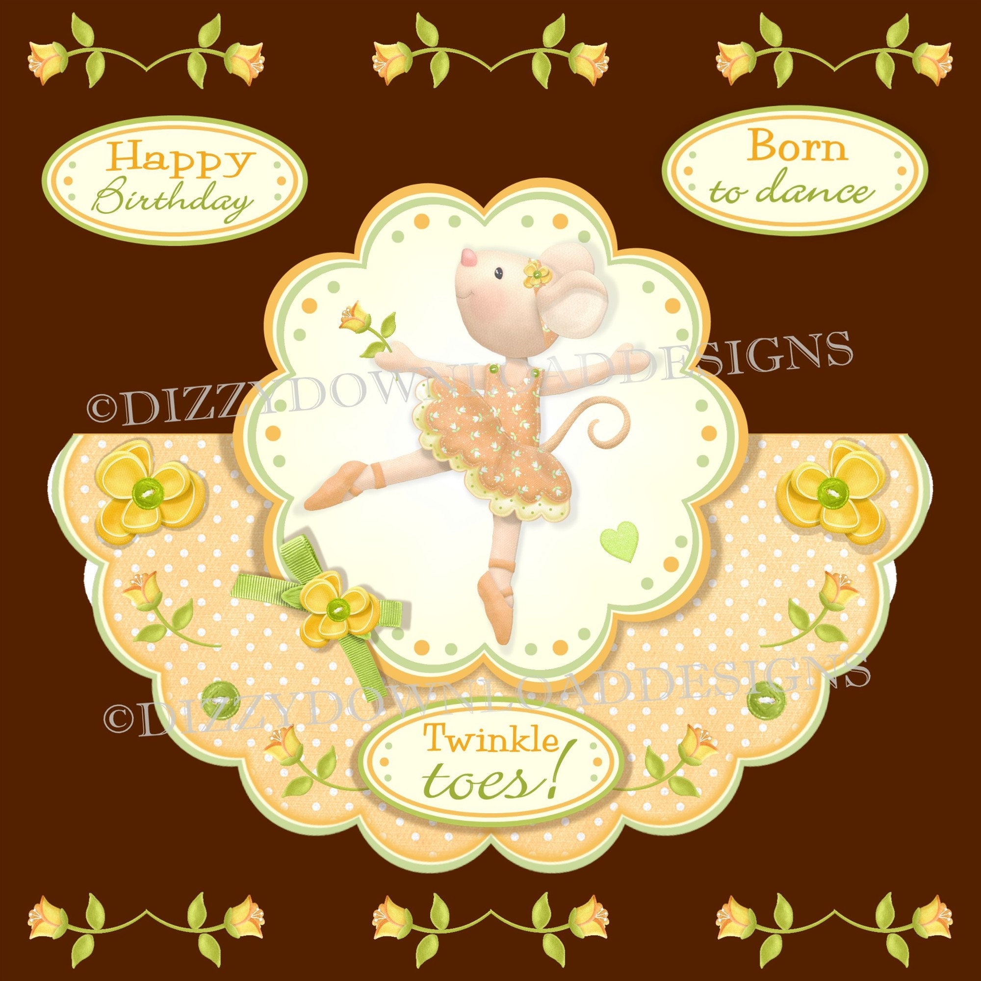 Twinkle Toes Mouse Downloadable Childs Rocker Card Kit - Etsy