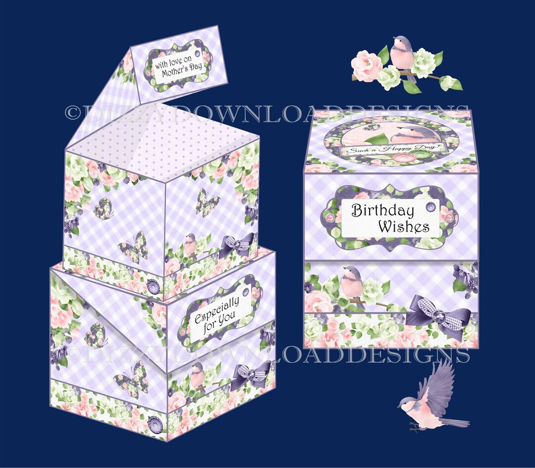 Such A Happy Day Set of 3 Digital Flip Lid Boxes INSTANT DOWNLOAD Ready ...