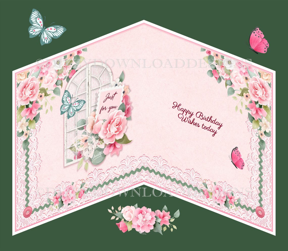 Butterflies & Lace Printable Pocket Card Inserts Decoupage Mini Cards ...