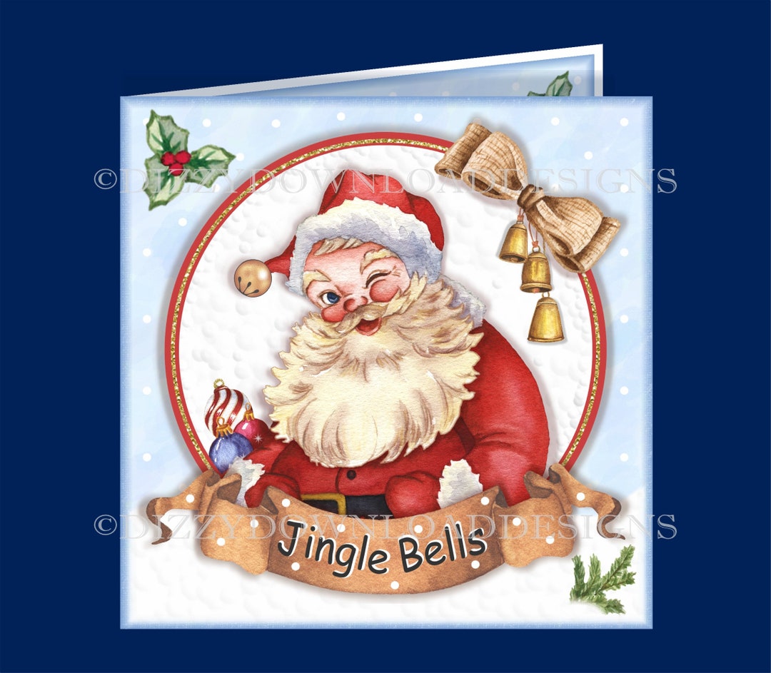 Santa Jingle Bells Printable Card & FREEBIE Gift Basket Gift Tag ...