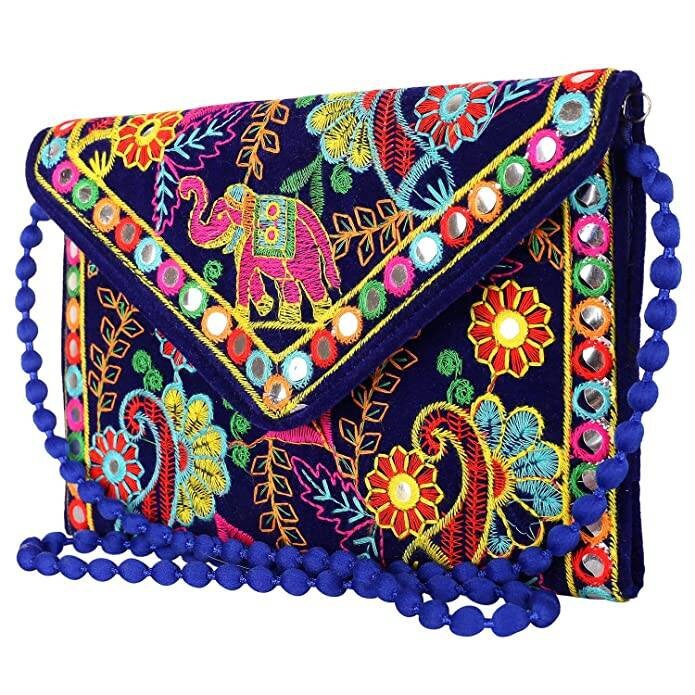 Handmade Ethnic Indian Rajasthani Style Embroidered Sling Clutch Purses ...