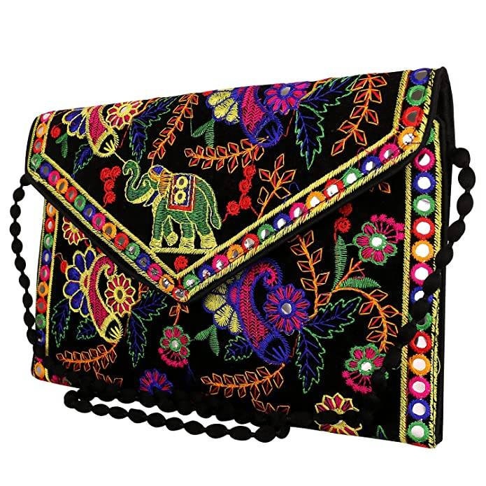 Handmade Ethnic Indian Rajasthani Style Embroidered Sling Clutch Purses ...