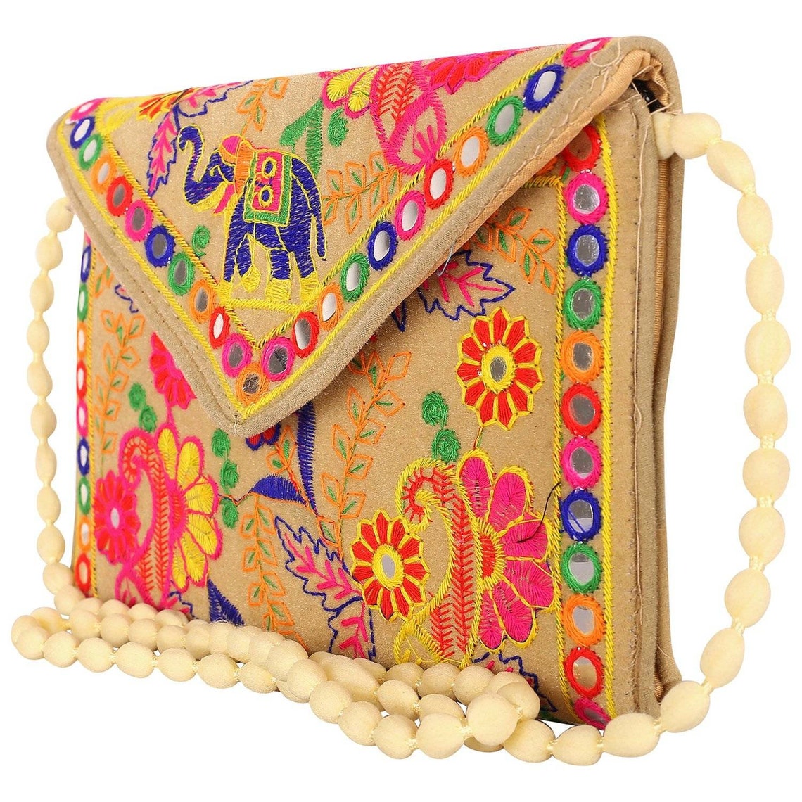 Handmade Ethnic Indian Rajasthani Style Embroidered Sling Clutch Purses ...